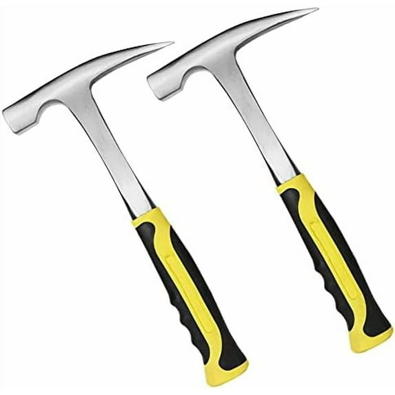 2 Pack Rock Pick Hammer With Non-Skid Handle, 12.8 Inch All Steel Geologist Hammer, Drop Forged ...