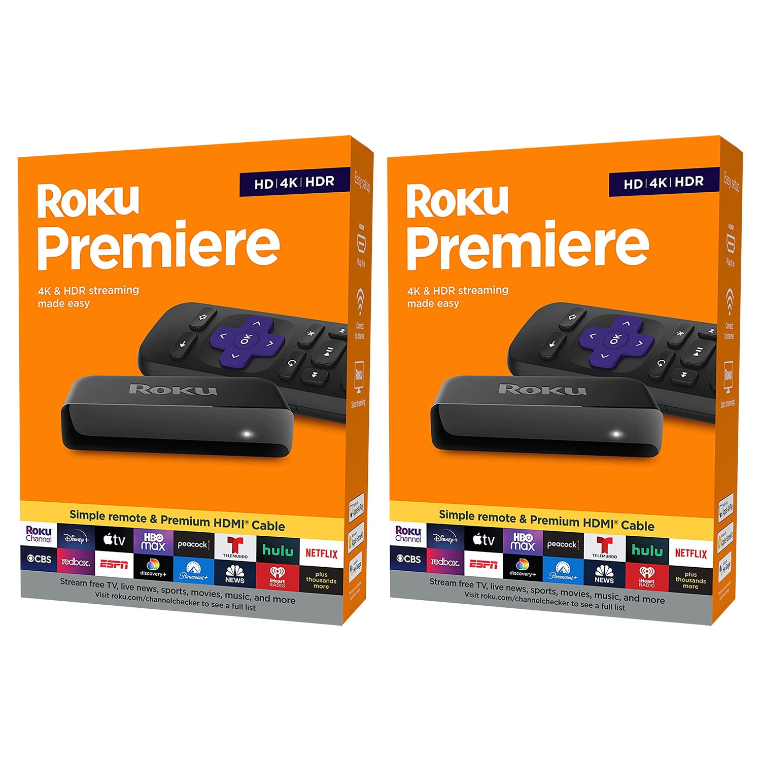 Roku 2 Pack Premiere HD 4K HDR Streaming Media Player with Simple ...