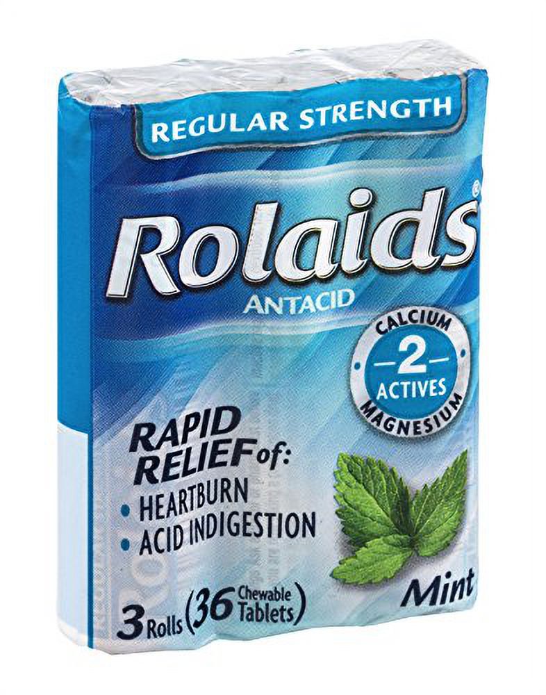 2 Pack Rolaids Antacid Regular Strength Mint 3 Rolls (36 Tablets) Each ...