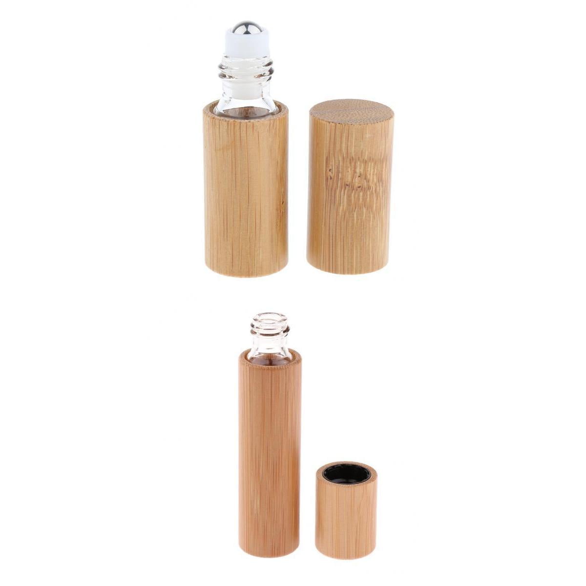 2 Pack Roll On Bottle,10ml & 5ml Essential Oil Bottle Bamboo Shell ...