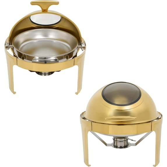 2-Pack Roll Top Chafing Dish Buffet Set, 6.3 Qt Round Chafing Dish for ...