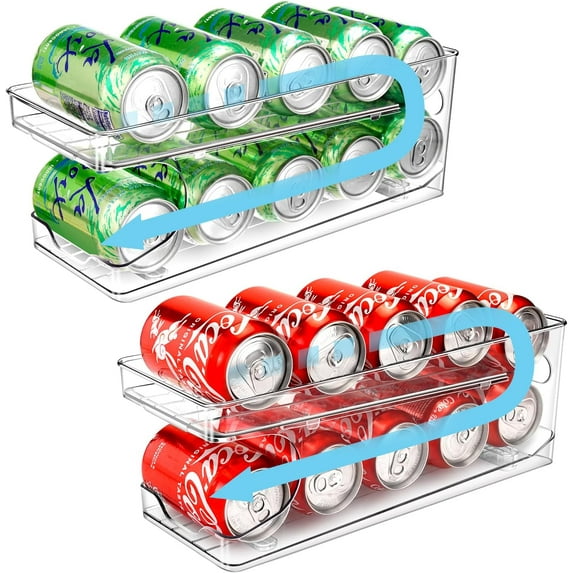 2 Pack Rolling Soda Can Organizer for Refrigerator Can Dispenser for ...