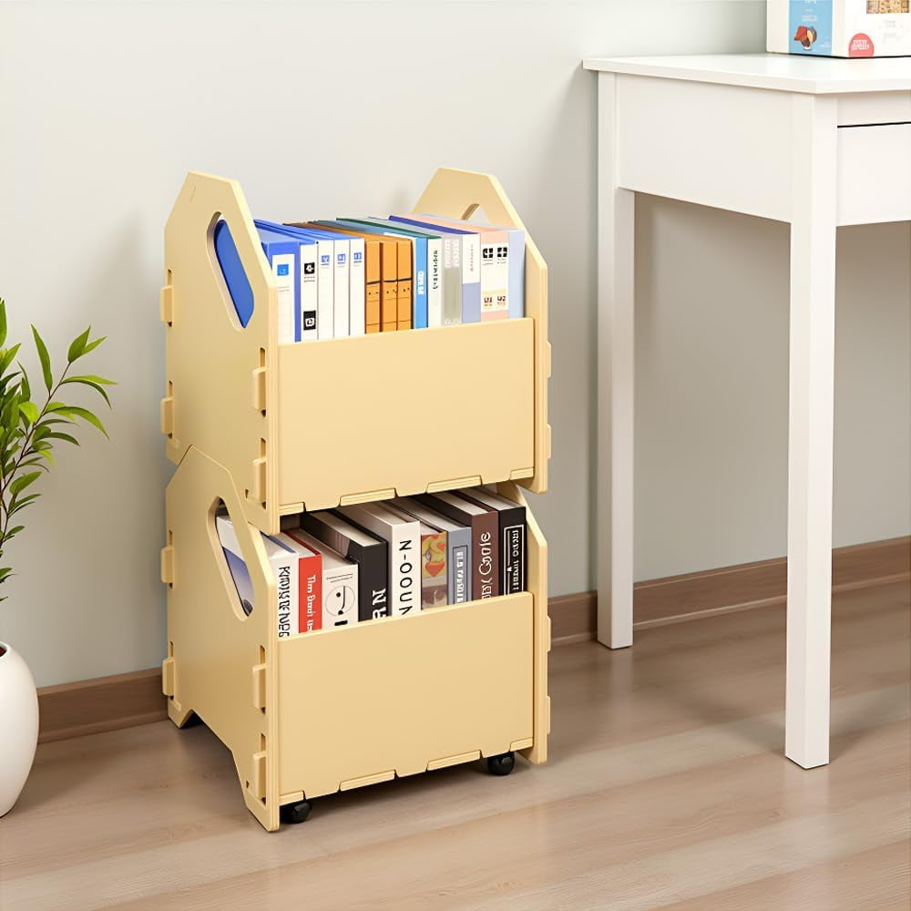 2 Pack Rolling Storage Bin, Stackable Filing Cart with Wheels, File ...