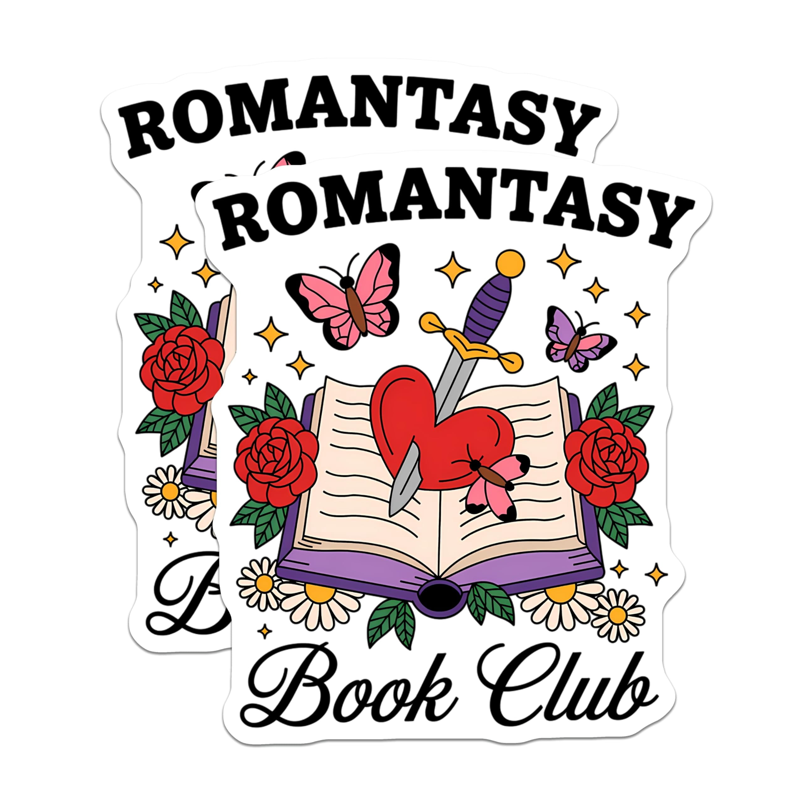 (2 Pack) Romantasy Book Club Stickers - Dagger Heart Design - Bookish ...