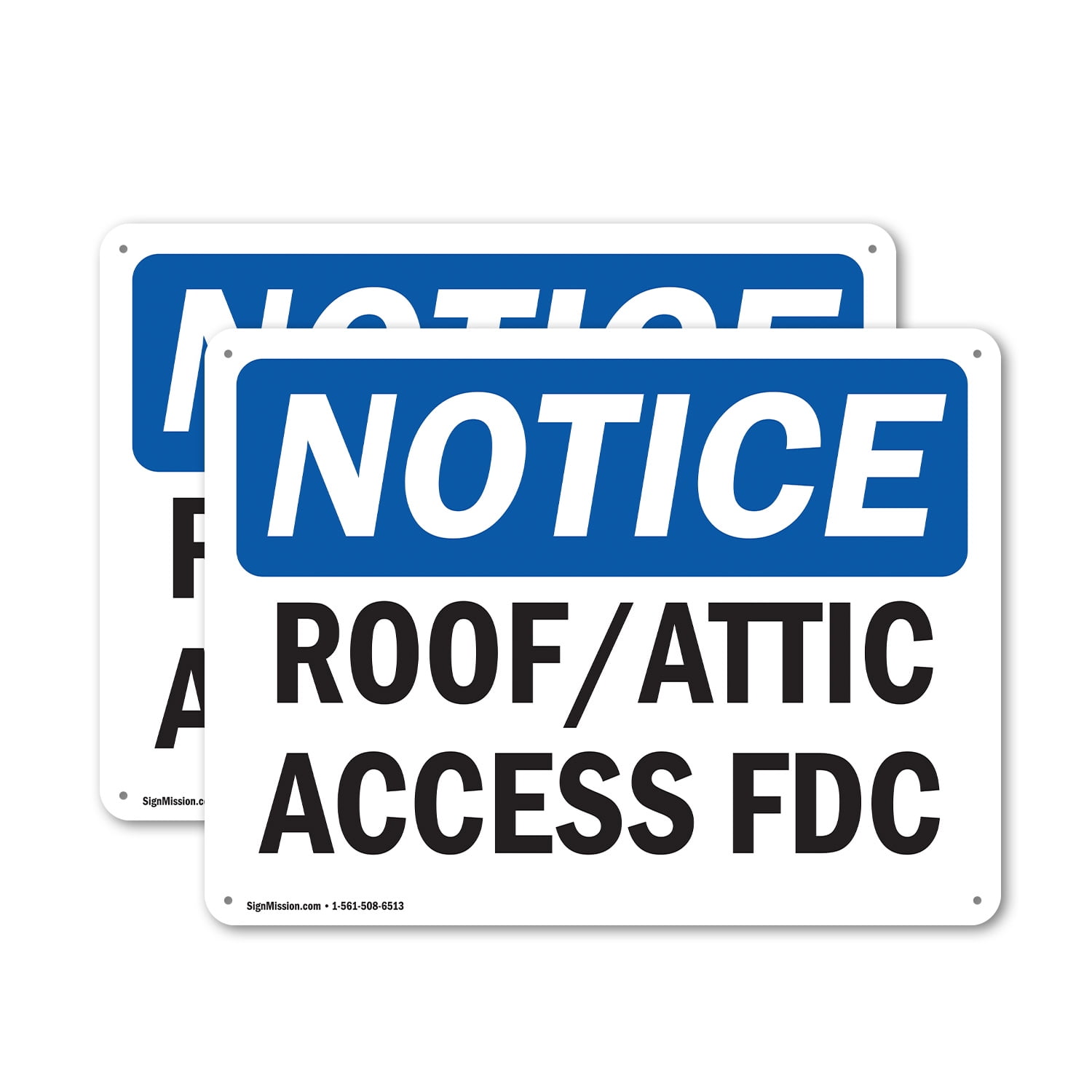 (2 Pack) Roof Attic Access FDC OSHA Notice Sign 18 Inch X 12 Inch ...