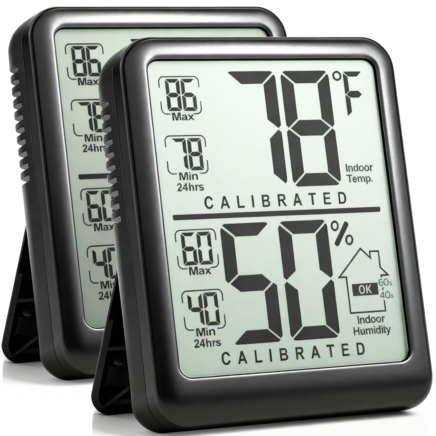 2-Pack Room Thermometer, Digital Small Hygrometer Indoor Thermometer ...