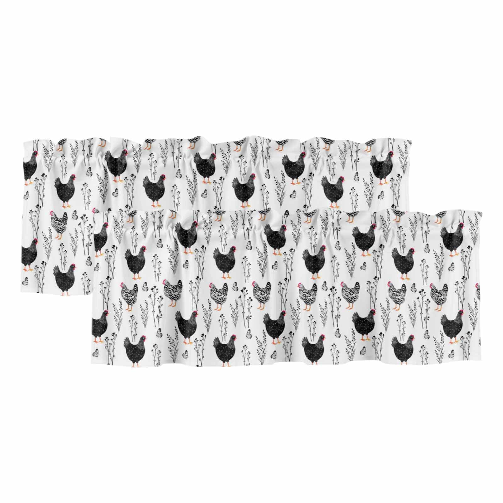 2 Pack Rooster Farmhouse Black Valances for Windows Bedroom Living Room ...