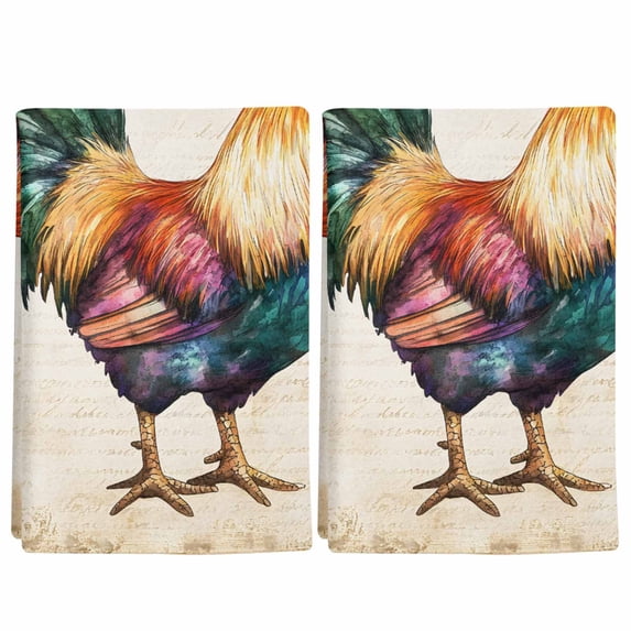 2 Pack Rooster Kitchen Towels Farm Chicken Rustic Animal Decorative ...