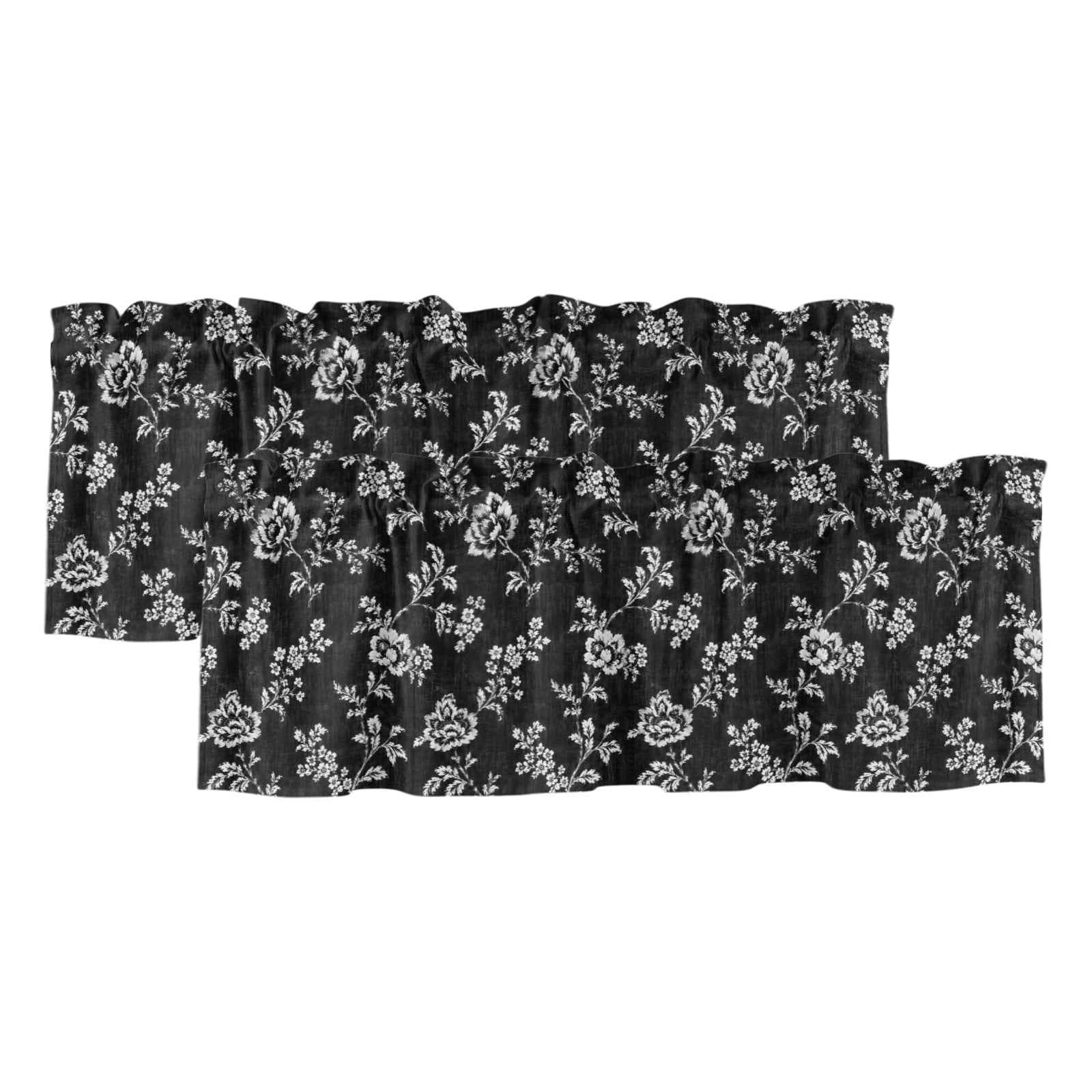 2 Pack Rose Leaves Valance for Window Rustic Vintage Floral Flower ...