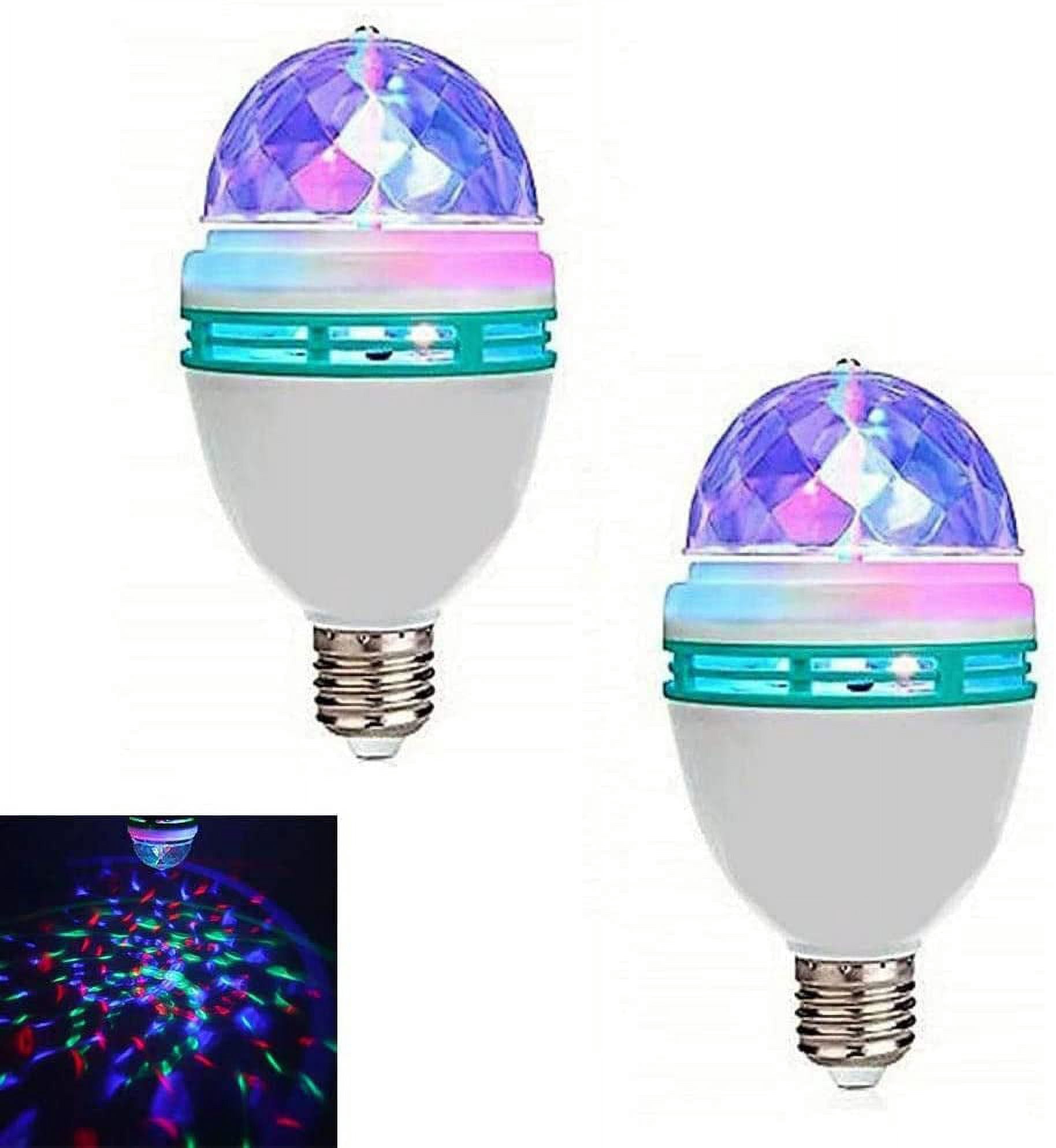 2-Pack Rotating LED Strobe Bulb RGB Multi Changing Color Stage Light ...