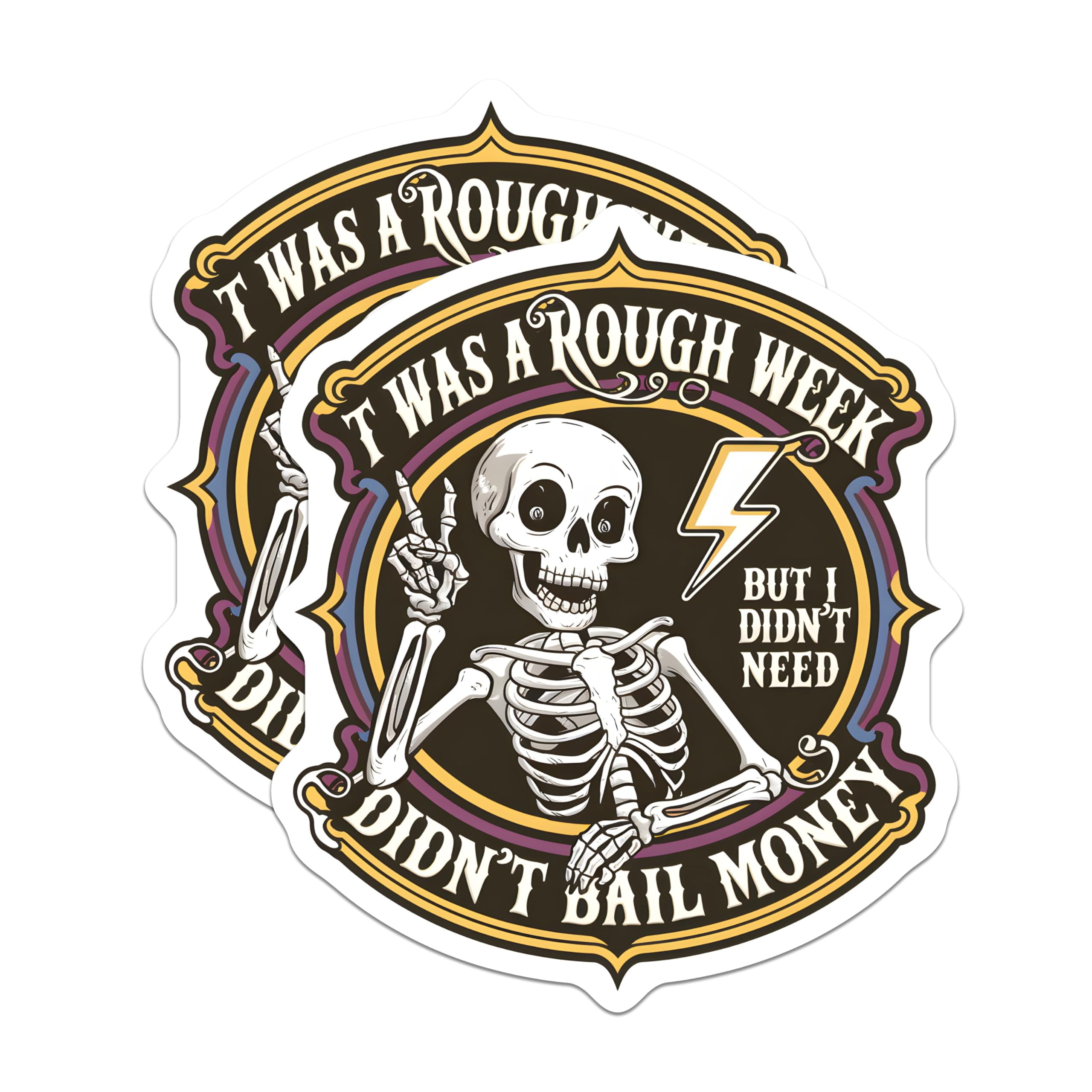 (2 Pack) Rough Week Magnets - Funny Skeleton Design - Humorous - 5" On ...