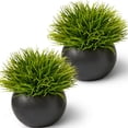 2 Pack Round Artificial Plants In Ceramic Pots For Home, Bathroom And ...