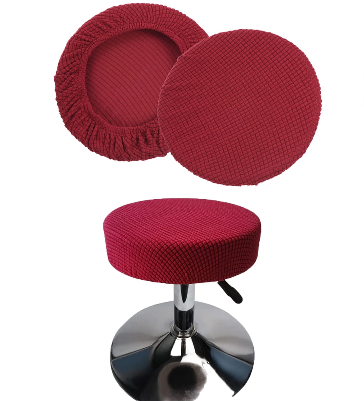 2 Pack Round Bar Stool Covers, Round Chair Covers with Elastic Bands ...