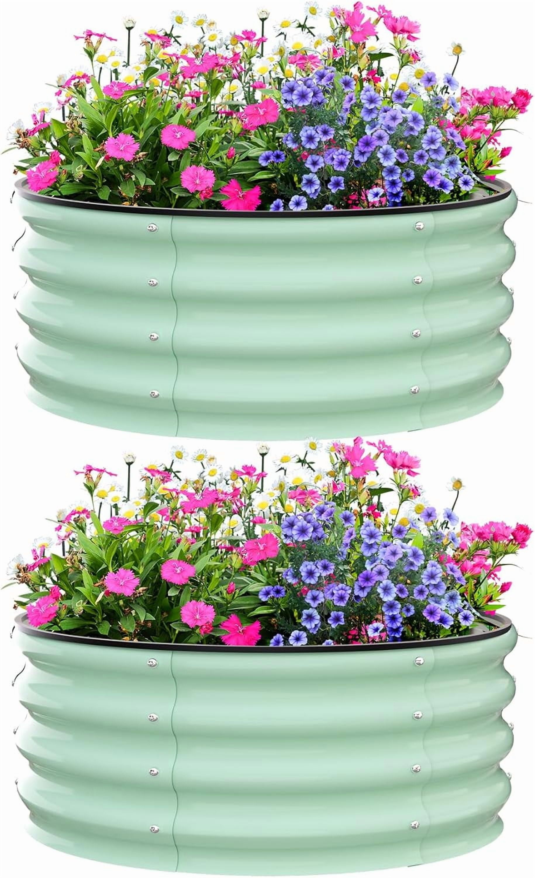 2-Pack Round Galvanized Steel Raised Garden Beds – 2x2x1FT – Weather ...