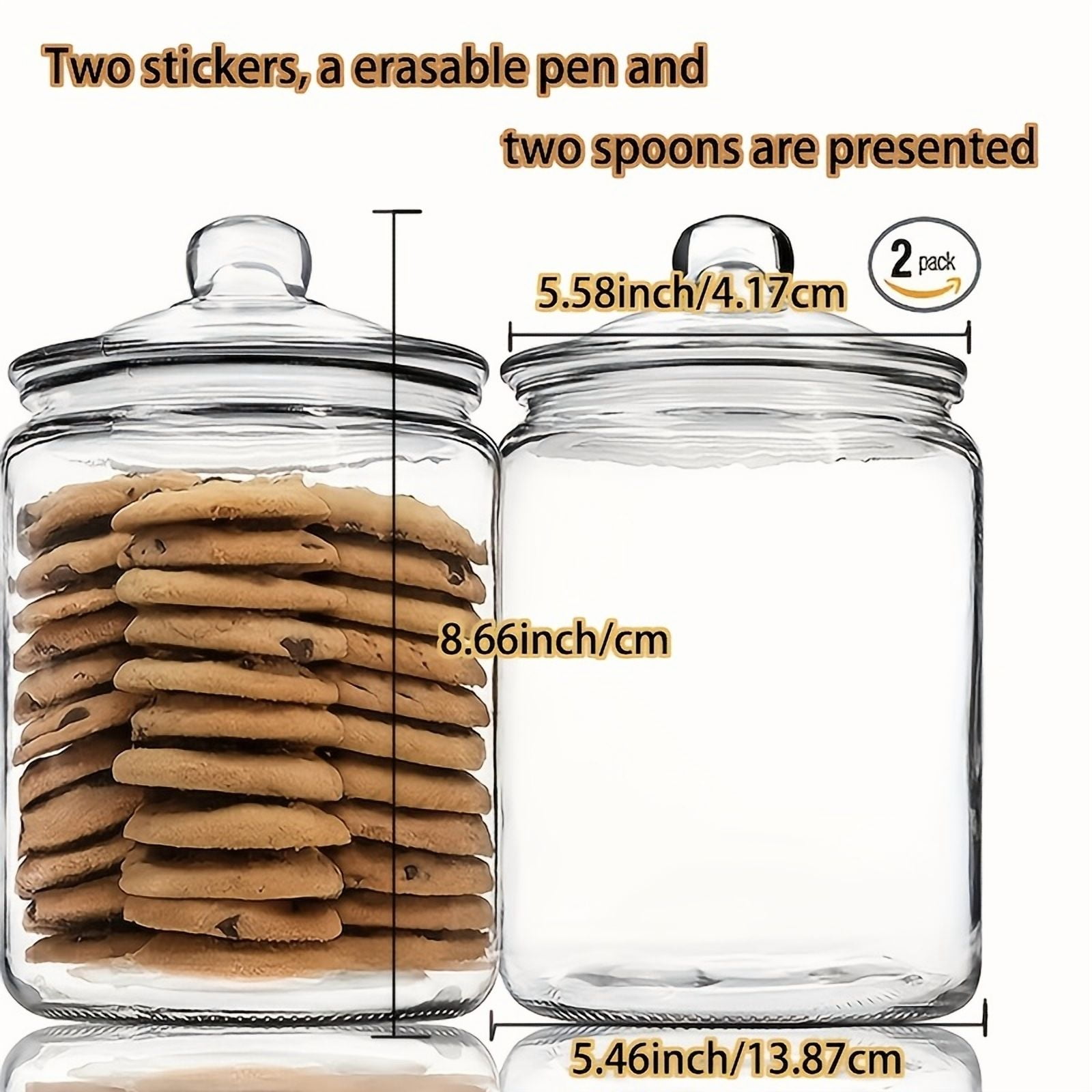 2 Pack Round Glass Pantry Jars with Clamshell Lid Reusable Food Storage ...