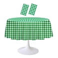 2 Pack Round Green And White Checkered Plastic Tablecloth 84 Inch ...