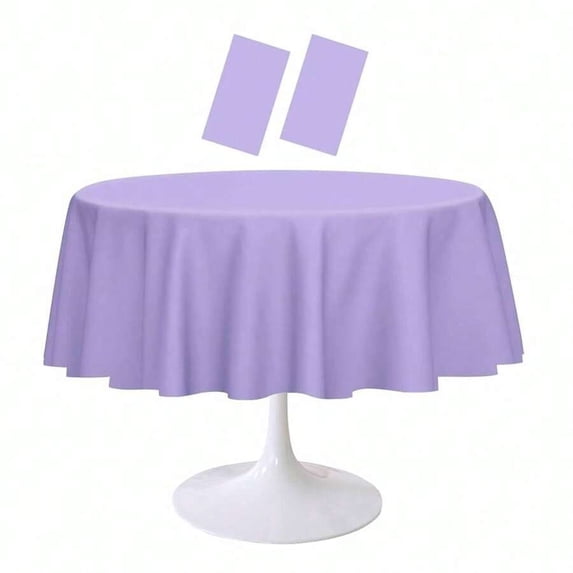 2 Pack Round Lavender Plastic Tablecloth 84 X 84 Inch Disposable Table ...