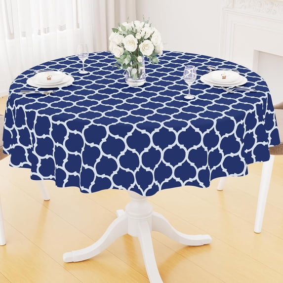 2 Pack Round Plastic Table Cloth, Waterproof Vinyl Tablecloth with ...