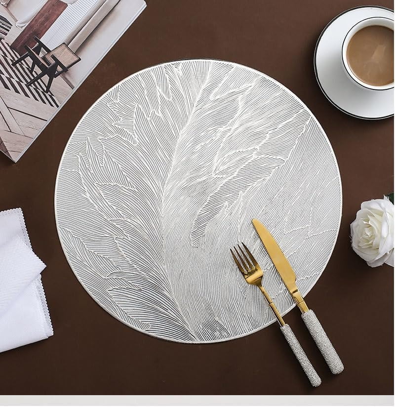 2 Pack Round Pressed Vinyl Placemats, PVC Table Mats for Holiday ...