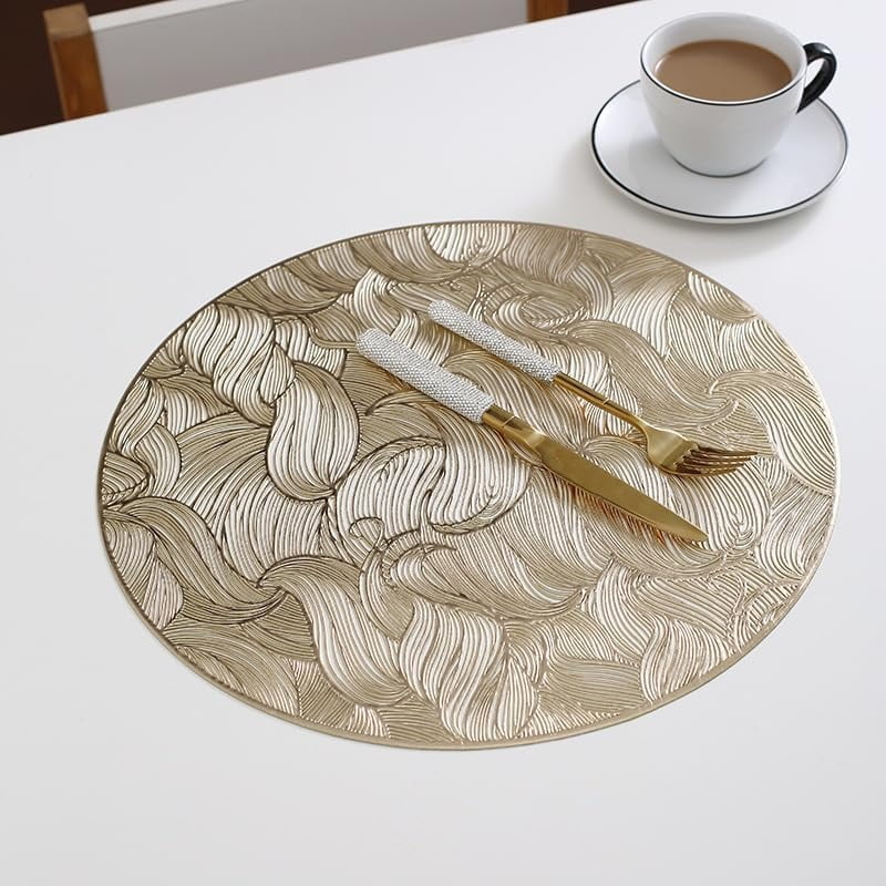 2 Pack Round Pressed Vinyl Placemats, PVC Table Mats for Holiday ...