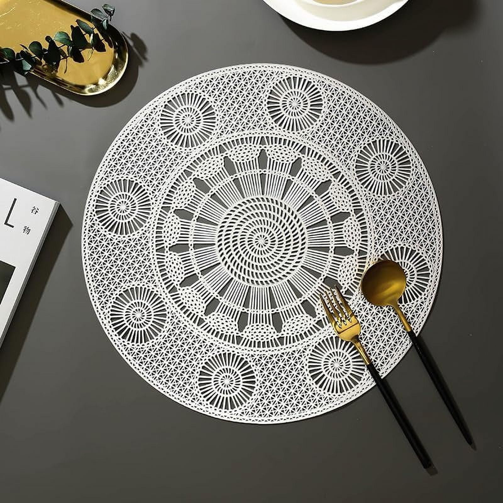 2 Pack Round Pressed Vinyl Placemats, PVC Table Mats for Holiday ...