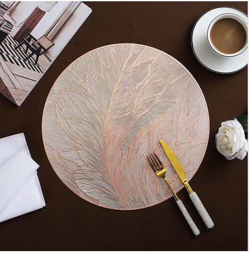 2 Pack Round Pressed Vinyl Placemats, PVC Table Mats for Holiday ...