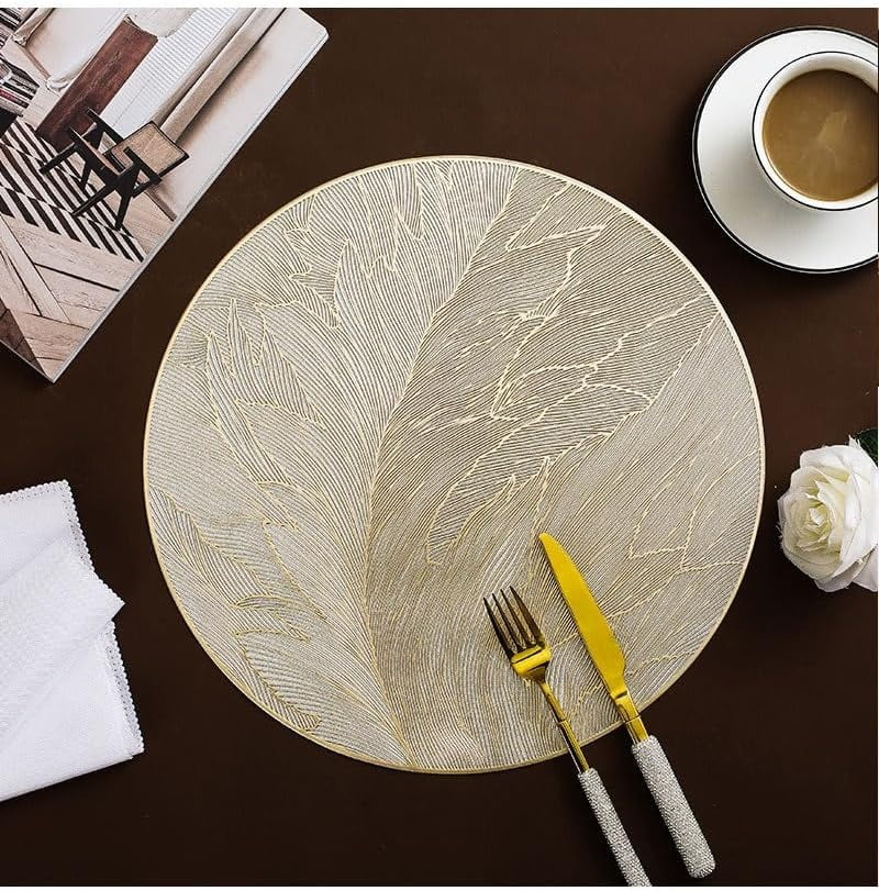2 Pack Round Pressed Vinyl Placemats, PVC Table Mats for Holiday ...