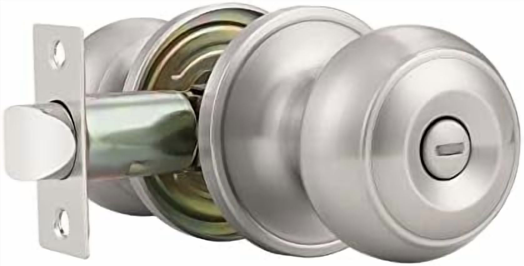 2 Pack Round Privacy Door Knob (Thumb Turn Lock on The Inside), Keyless ...