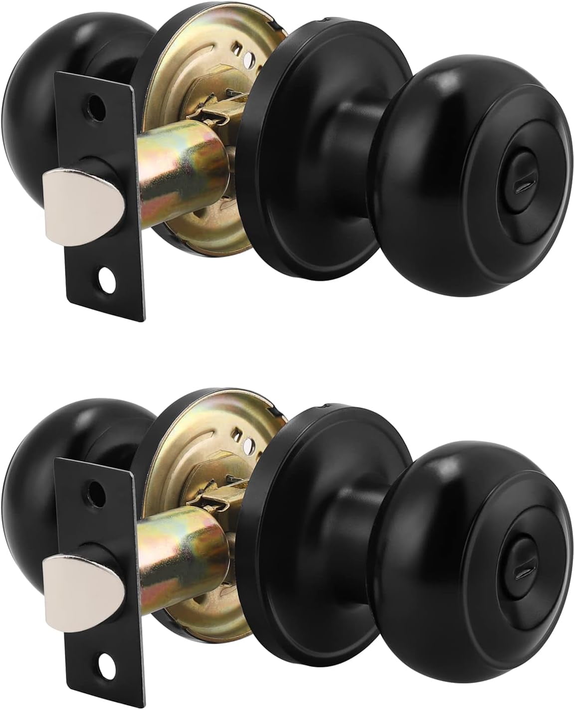 (2 Pack Round Privacy Door Knob (Thumb Turn Lock on the Inside ...