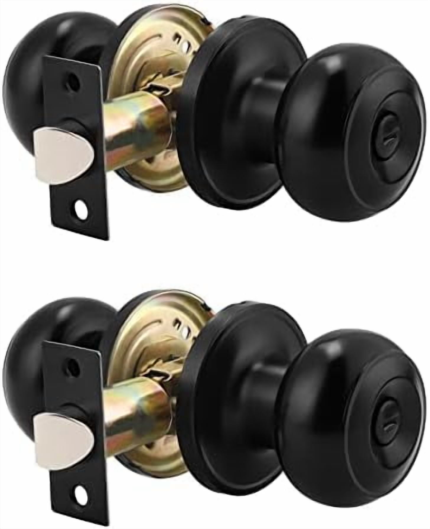 (2 Pack Round Privacy Door Knob (Thumb Turn Lock on The Inside ...