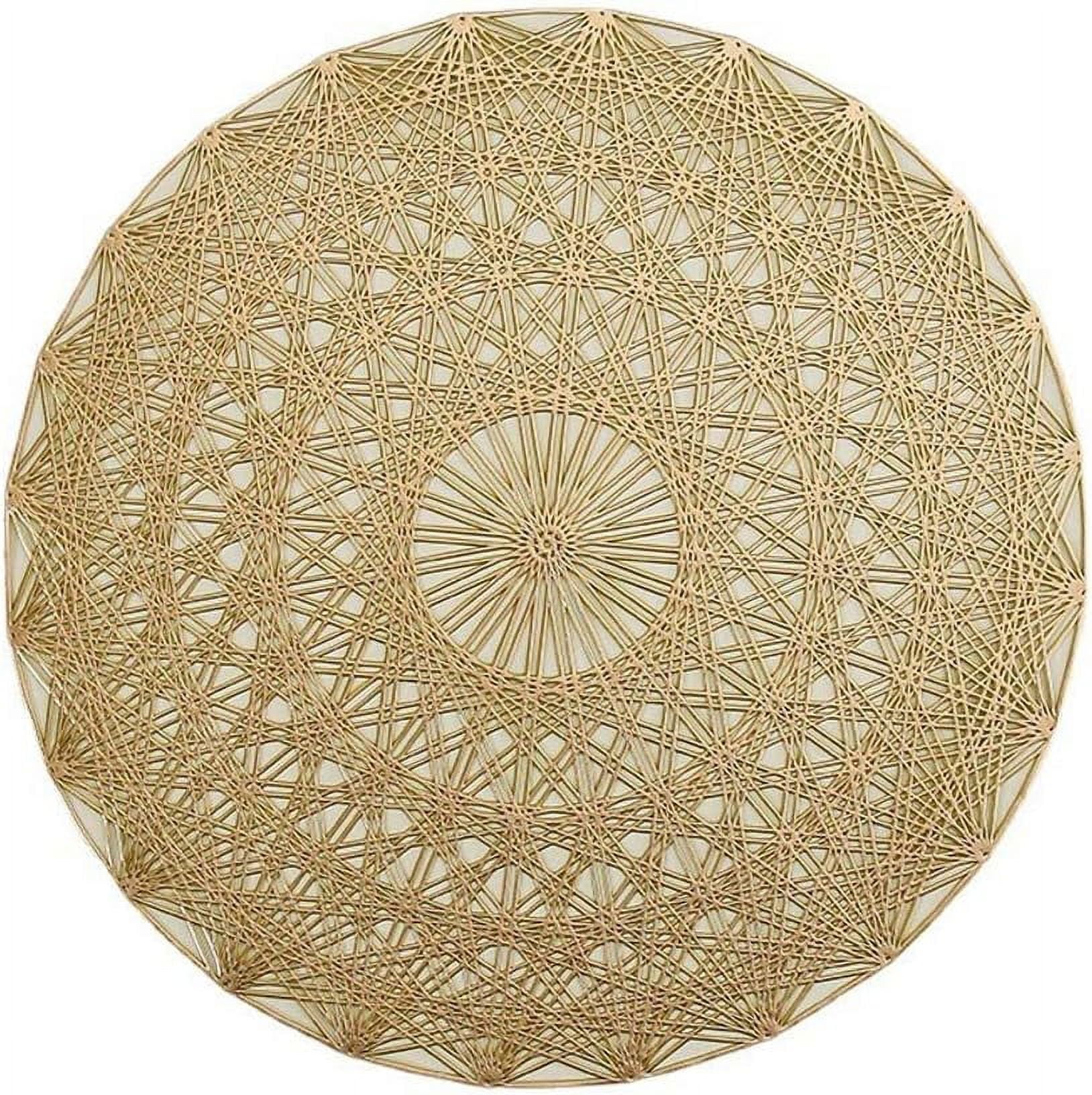 2 Pack Round Silver Pressed Vinyl Placemats, PVC Table Mats Hollow ...