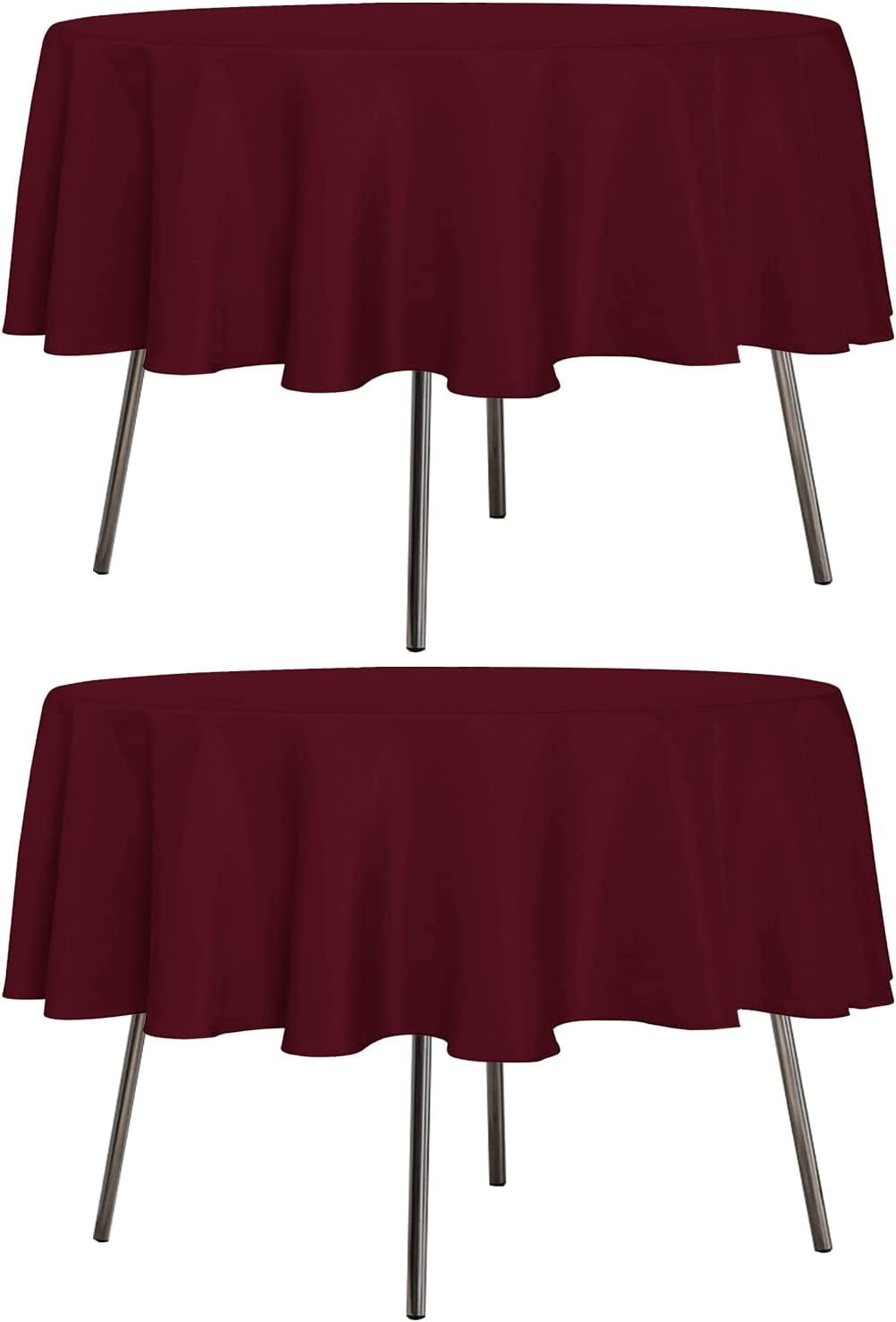 2 Pack Round Tablecloth 70 Inch Burgundy, Stain and Wrinkle Resistant ...