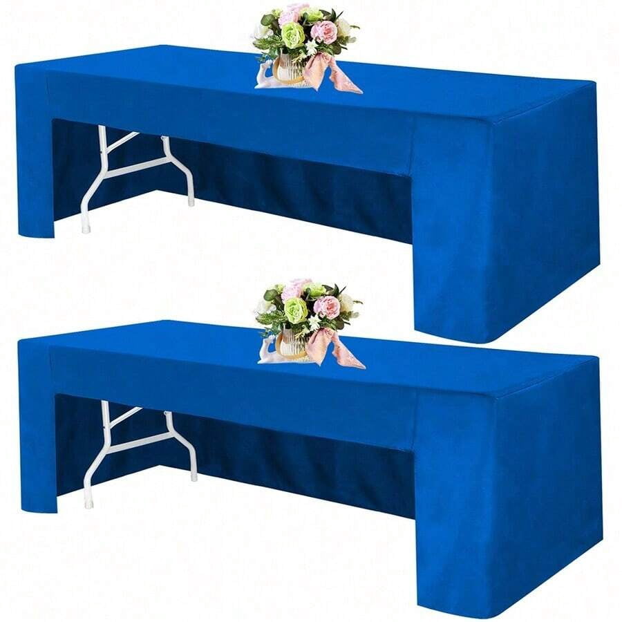2 Pack Royal Blue Open Back Fitted Rectangle Tablecloths 72x30 & 96x30 ...
