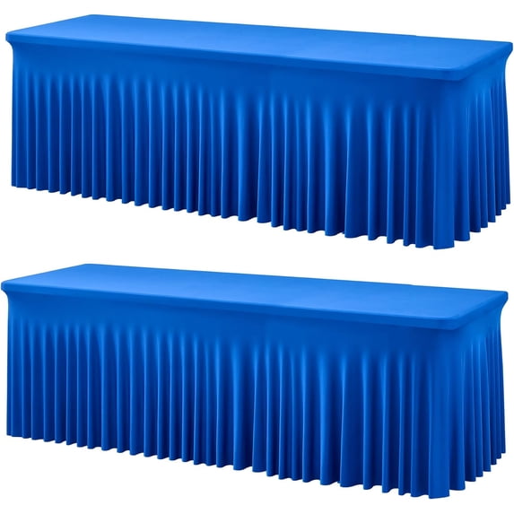 2 Pack Royal Blue Spandex Table Covers for 8 Foot Rectangle Tables ...