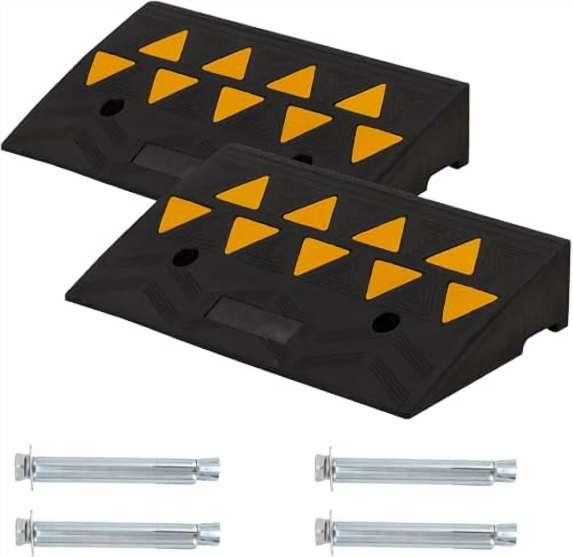 2 Pack Rubber Curb Ramp, 4.1" Rise Height Threshold Ramps, Heavy Duty ...