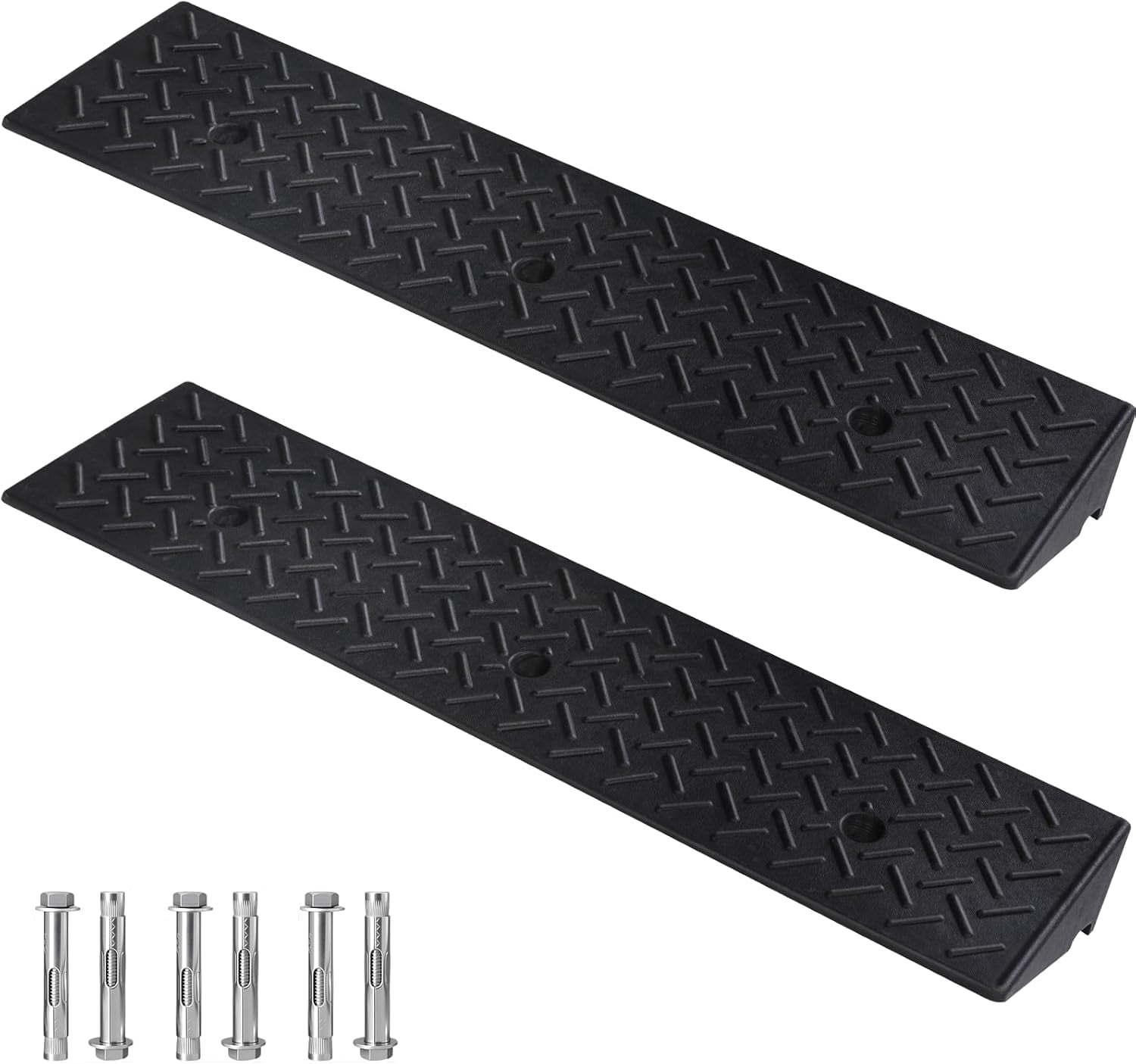 2 Pack Rubber Curb Ramps Driveway ramp, 4" H, 39.4" L, 9.8" W, Heavy ...