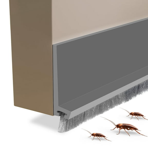 Rubber Door Sweep, 39.37" Under Door Draft Stopper Blocker with Brush ...