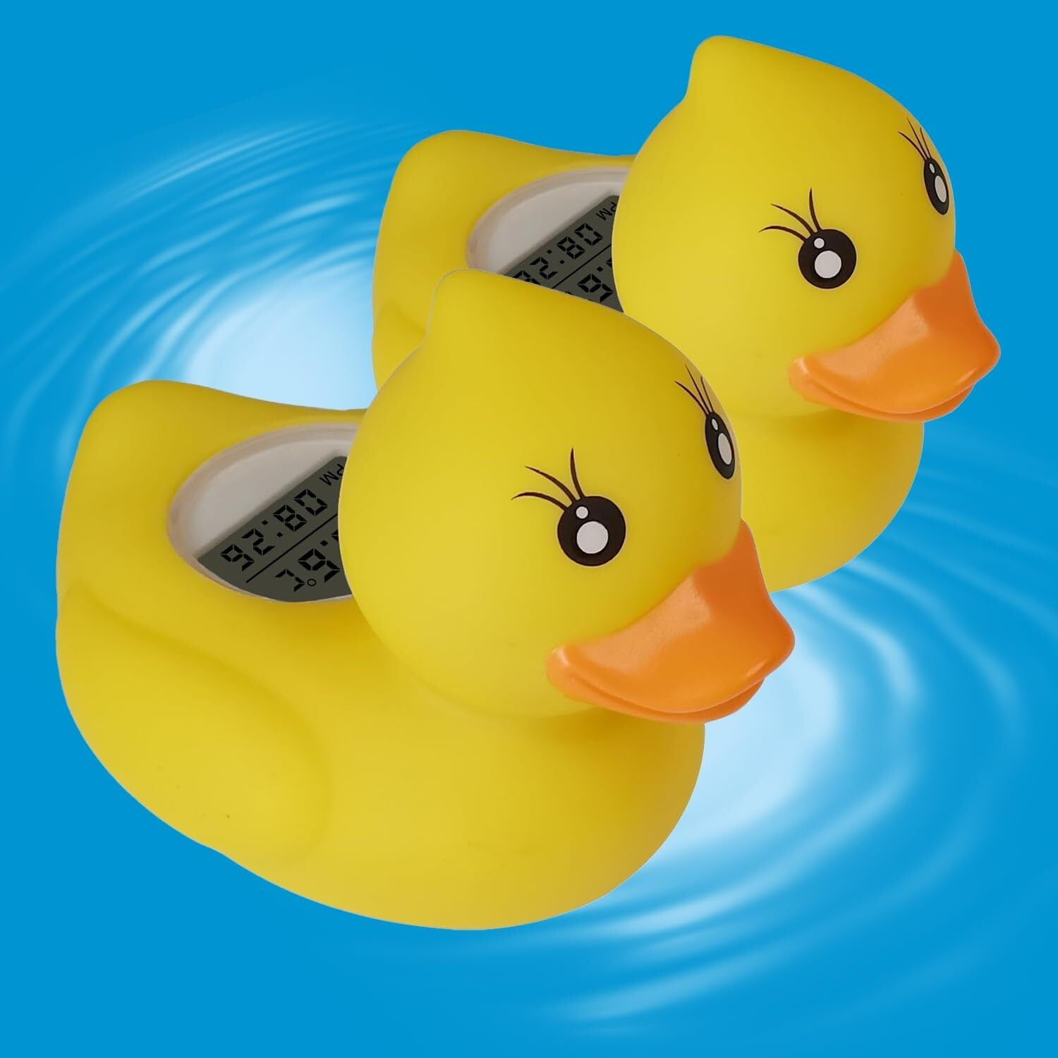 2 Pack Rubber Duck Baby Bath Thermometer LED Display Warning Alarm ...