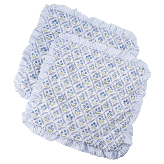 2 Pack Ruffled Trimmed Pillowcases Fade Resistant Flower Print ...