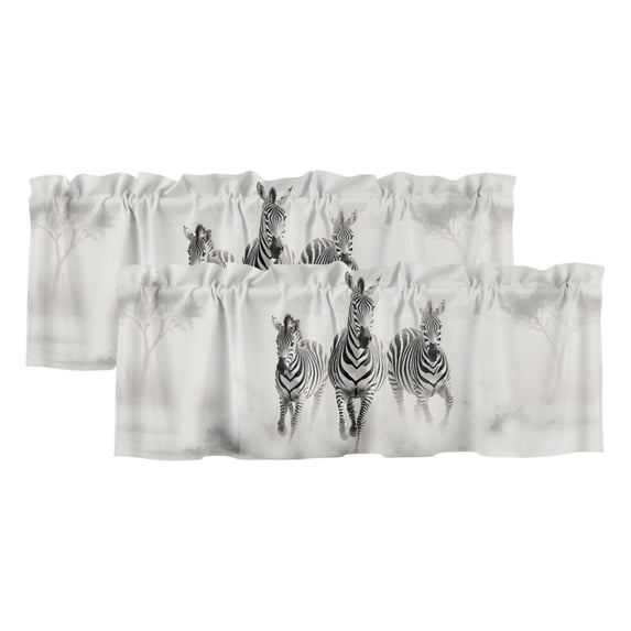 2 Pack Running Zebra Valance for Window Modern Energetic Animal ...