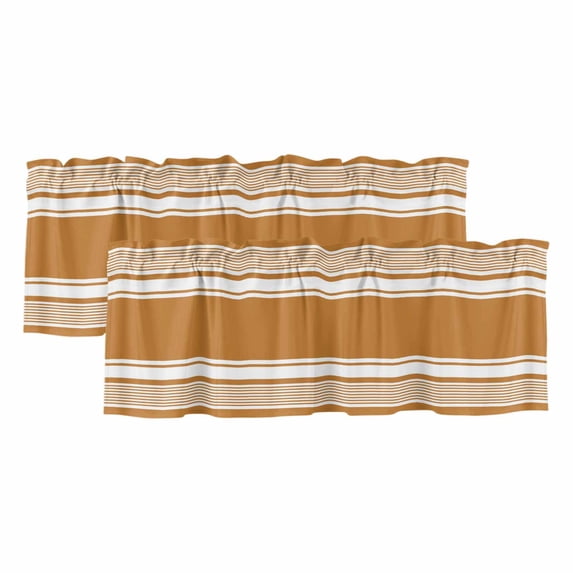 2 Pack Rustic Brown Striped Valance for Window Modern Farmhouse Stripe ...