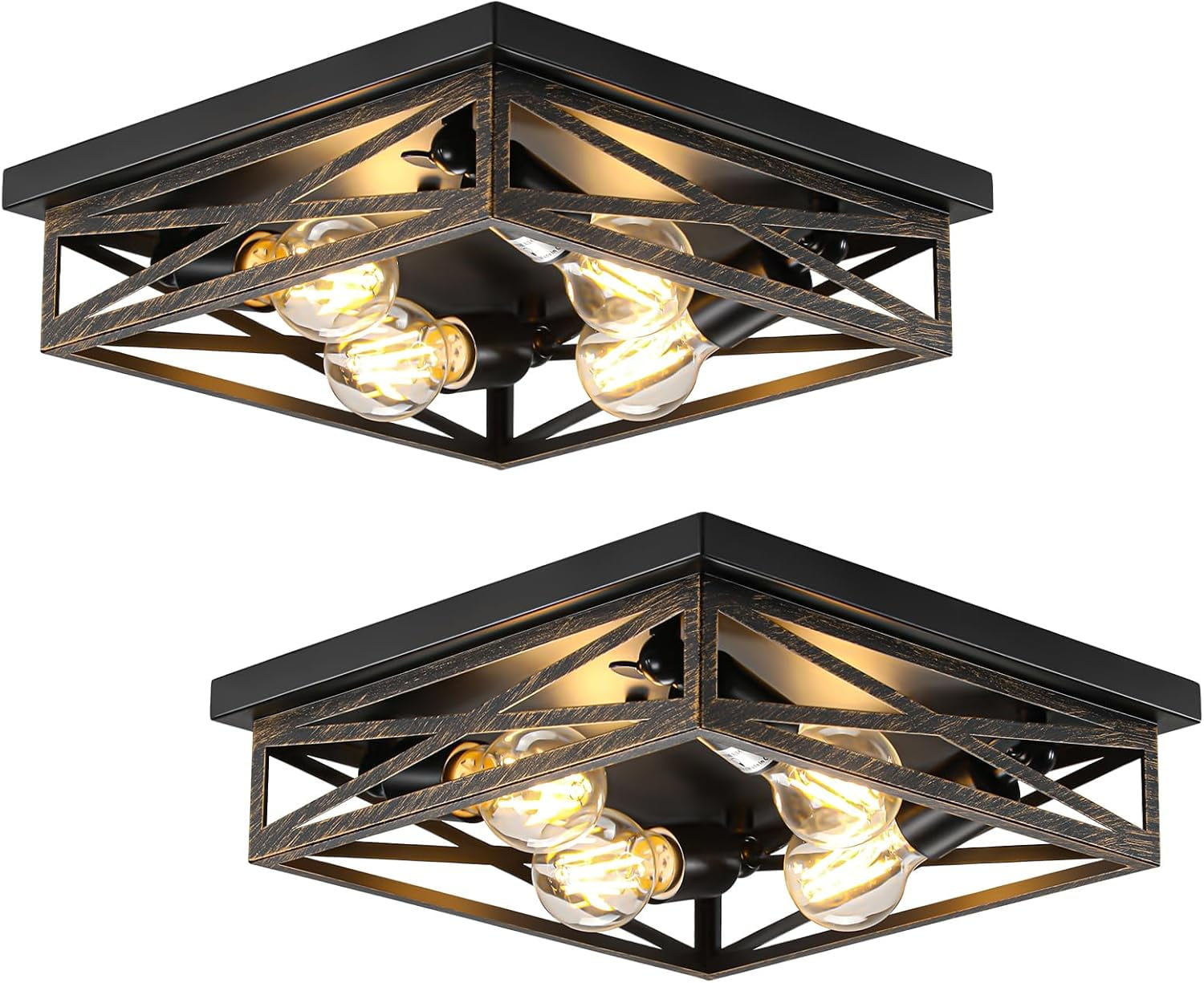 2 Pack Rustic Ceiling Light, 4-Light Kitchen Light Fixtures, Hallway ...