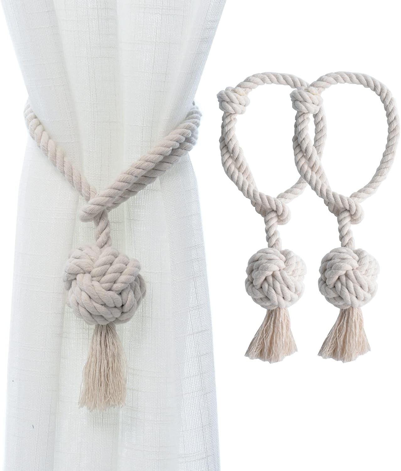2 Pack Rustic Curtain Tiebacks - Outdoor Curtain Drapery Holdbacks ...