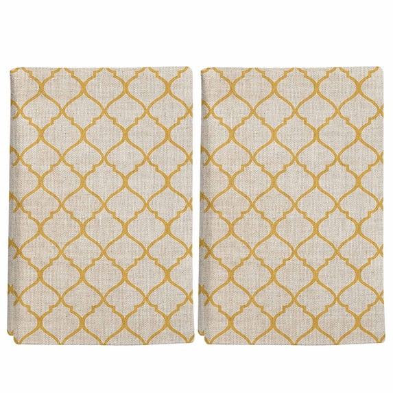 2 Pack Rustic Moroccan Kitchen Towels Geometric Quatrefoil Yellow ...