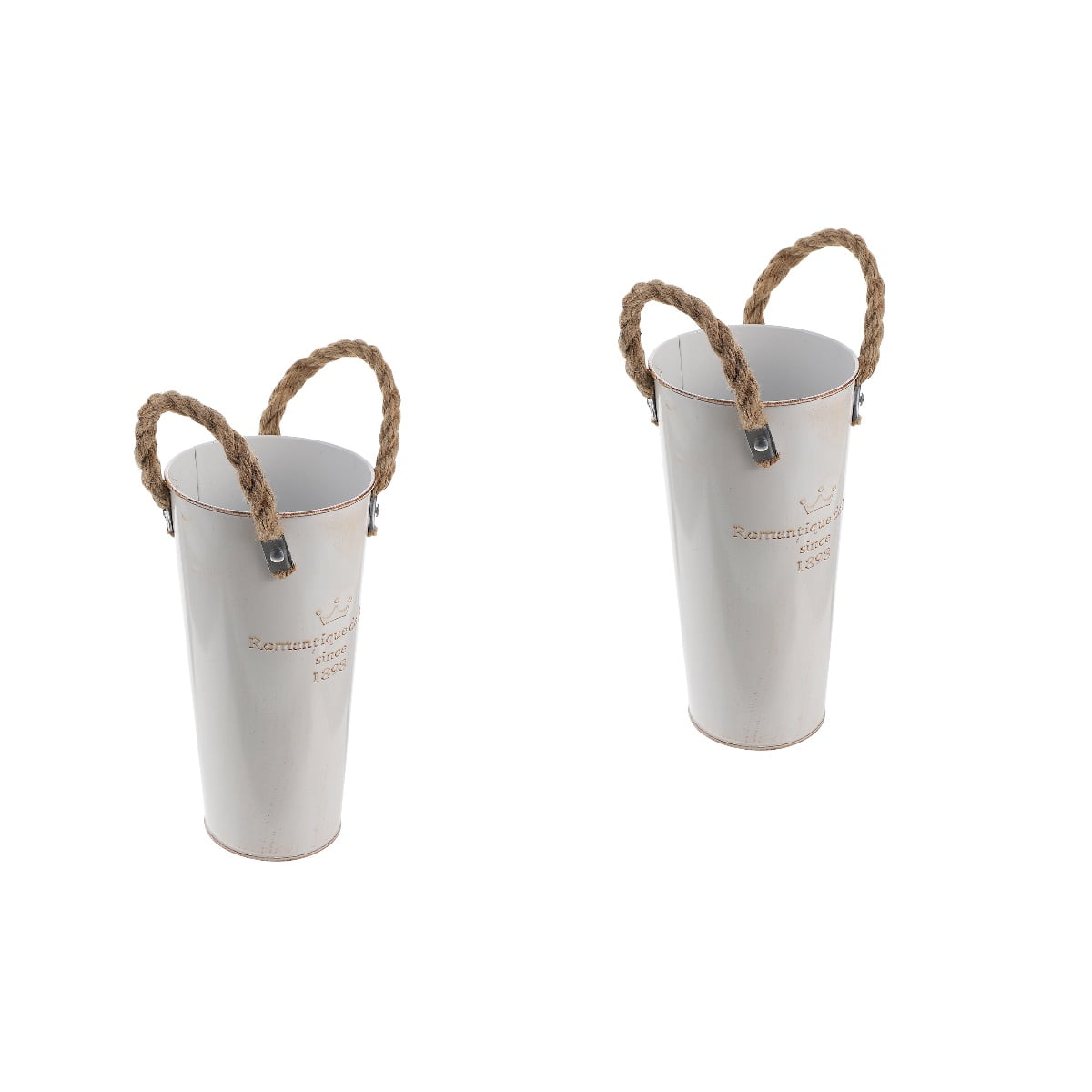 2 Pack Rustic Tin Bucket Flower Pot Farmhouse Style Vase Fake Child ...