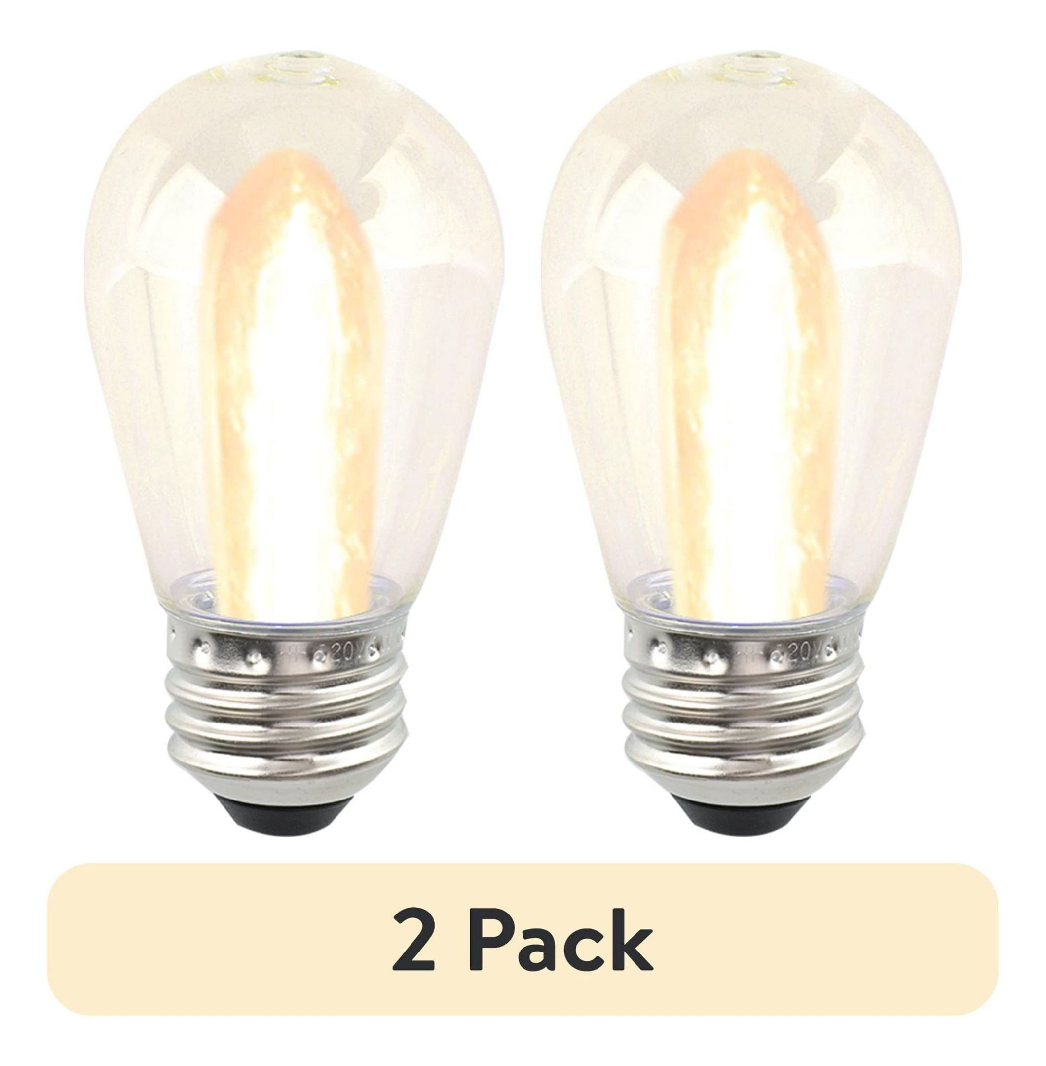 (2 Pack) S14 0.9W LED Replacement Bulbs for Outdoor String Lights, Warm ...