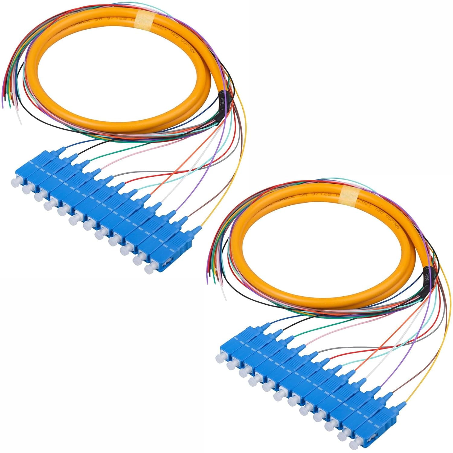 2-Pack SC/UPC Fiber Optic Pigtail, 1.5m 12 Strand SingleMode 9/125 ...