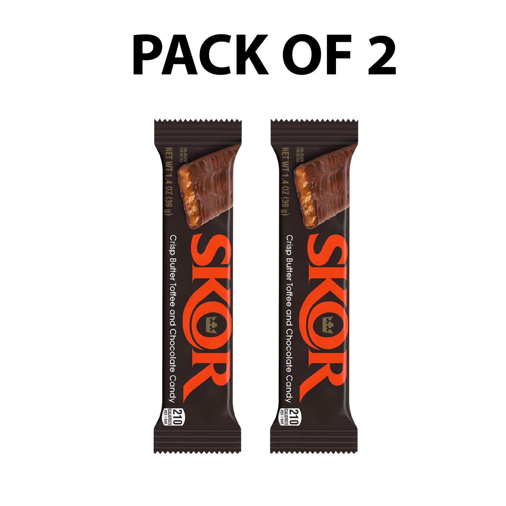 2 Pack SKOR Crisp Butter Toffee and Chocolate Candy Bars | 1.4 Oz Per ...