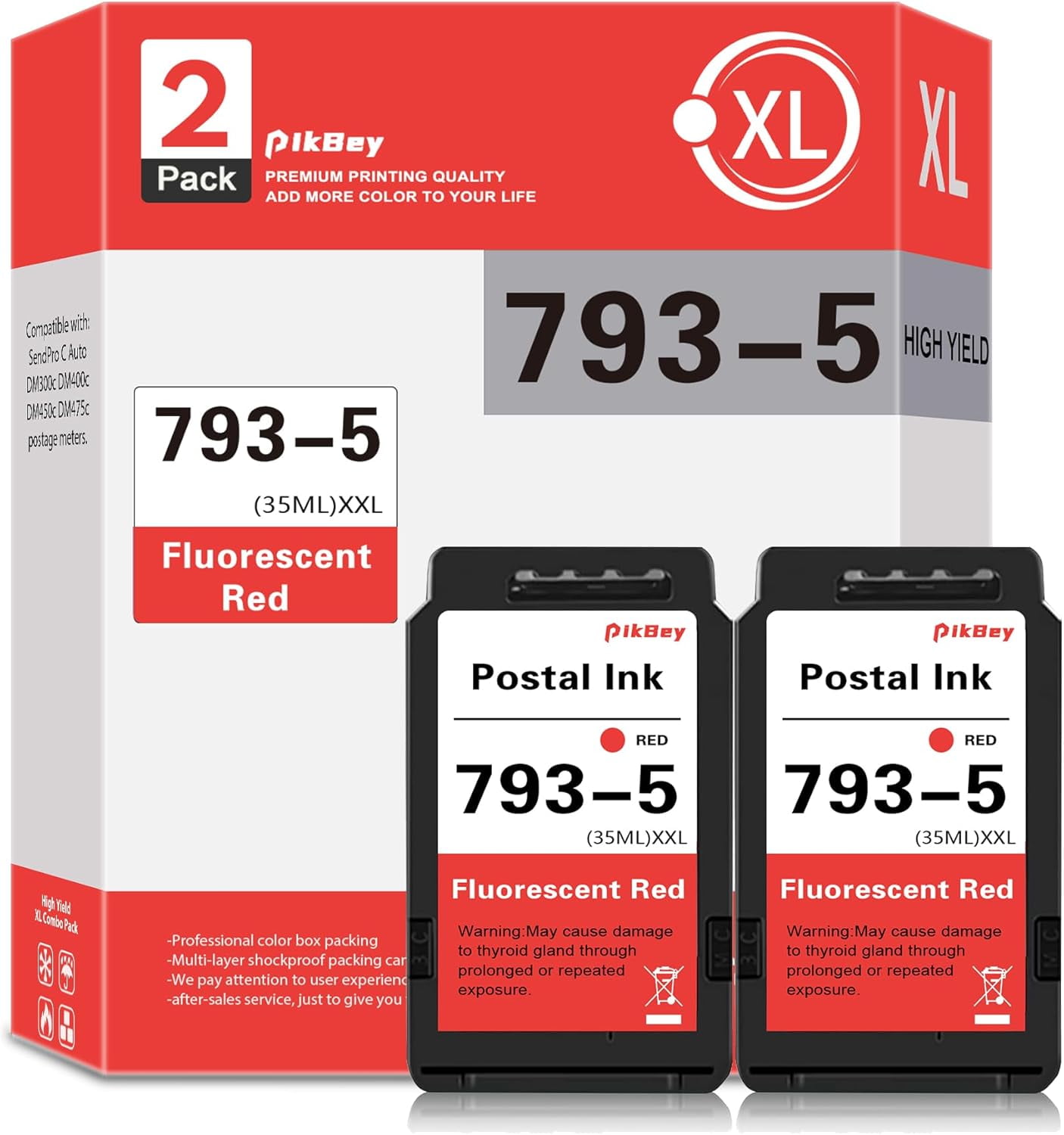 2-Pack SL-793-5 Ink Cartridge Replacement for Pitney Bowes 793-5 Red ...