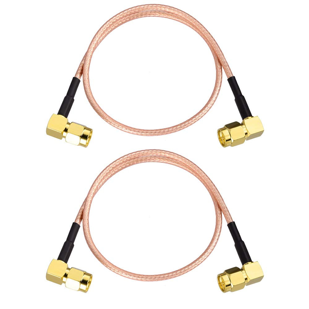2-Pack SMA Cable Extension, SMA Male to SMA Male Right Angle Connector ...